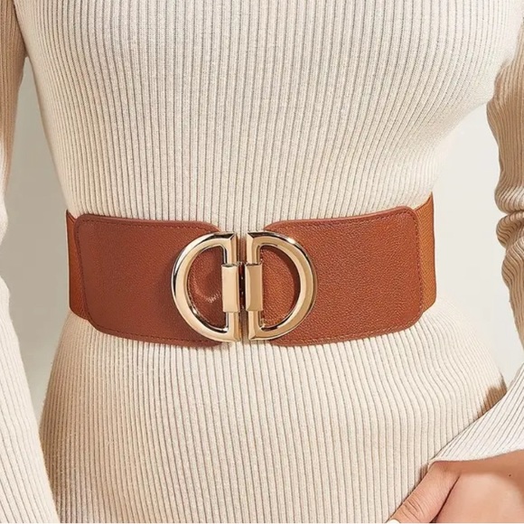 Accessories | Designer Inspired Belt W Gold Clasp Detail Nuetral Rust ...